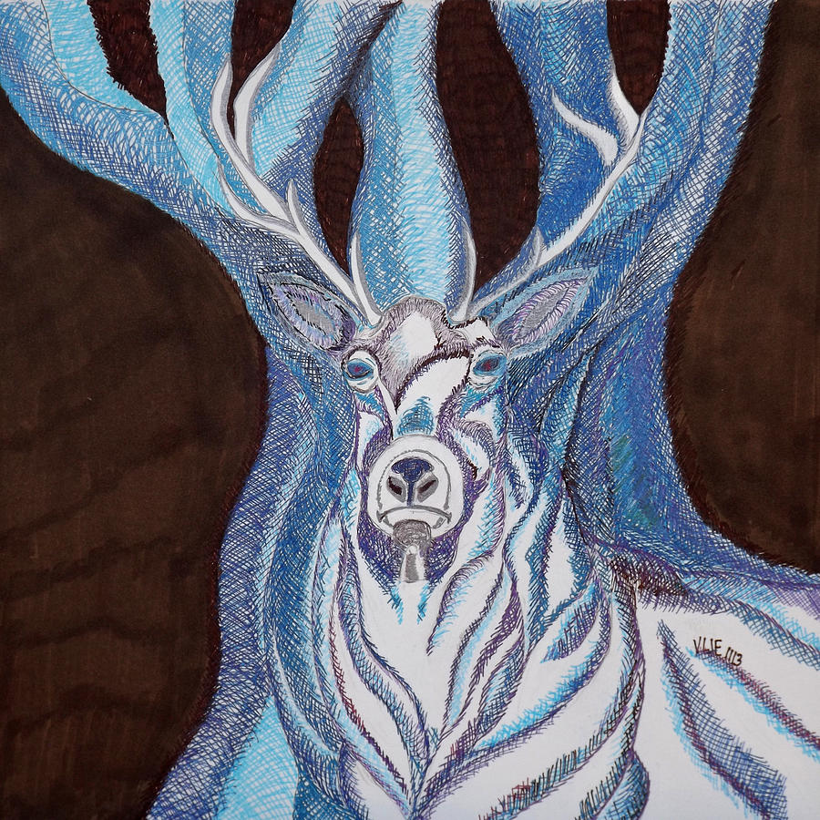 White Stag Drawing by Turtle Mull - Fine Art America