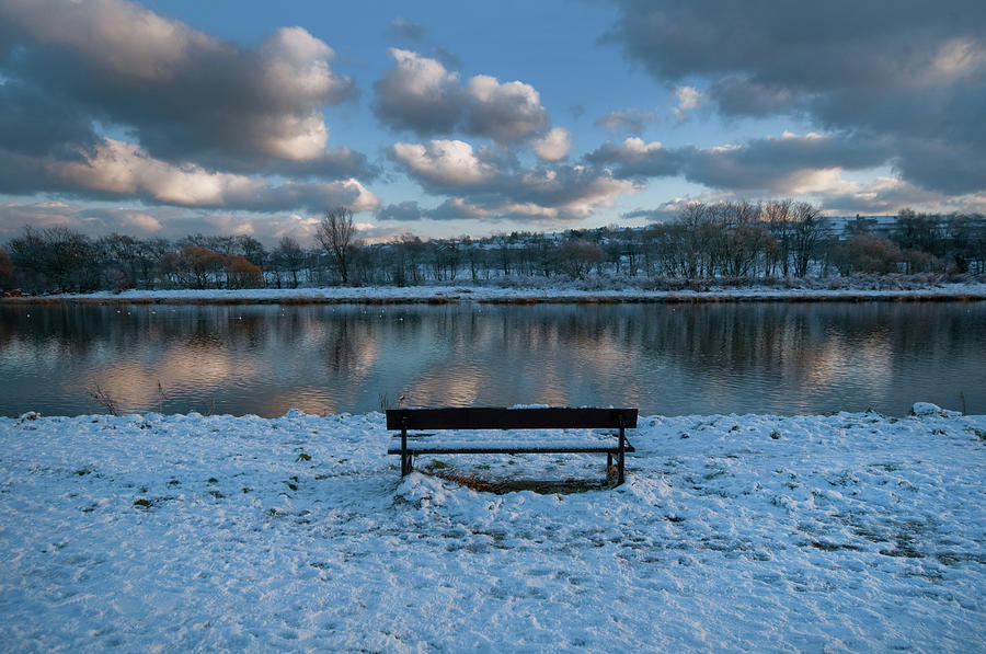 Winter Snow River Scene by Mark A Leman