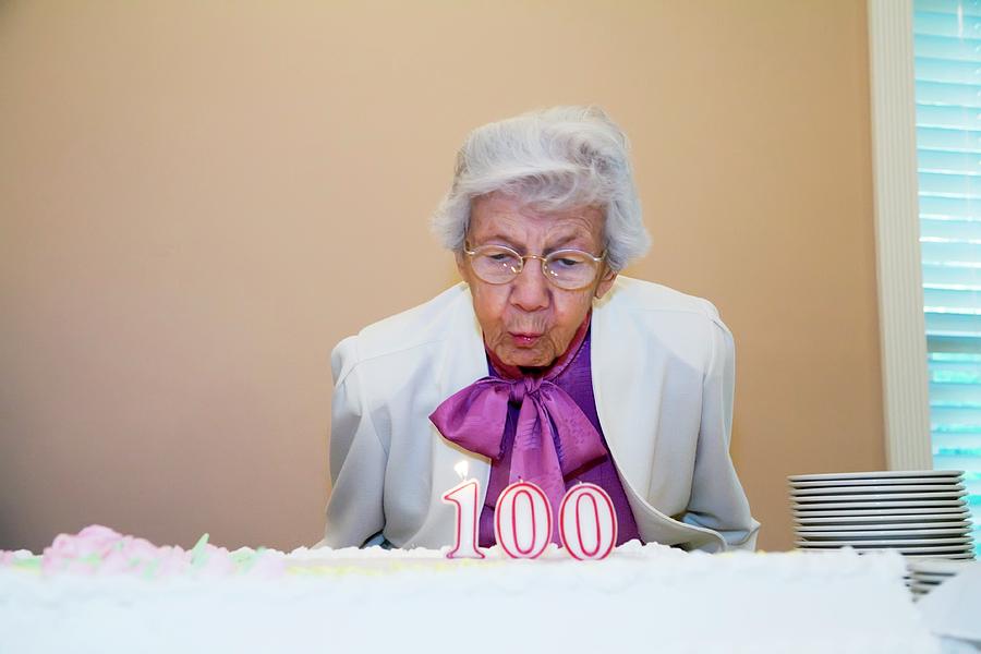 Woman Celebrating Her 100th Birthday Photograph By Jim West Fine Art