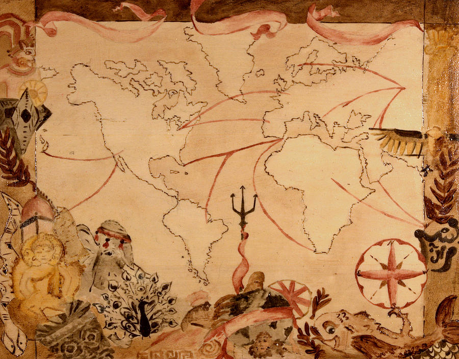 World Map Mixed Media by Amara Karapas - Pixels