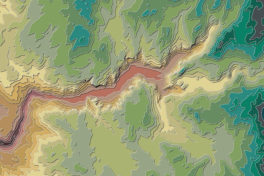 Yosemite Valley Contour Map Digital Art by Paul Hein - Pixels