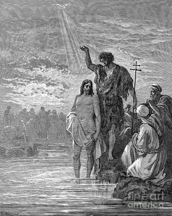 John Baptizing Jesus Drawing by Gustave Dore - Fine Art America