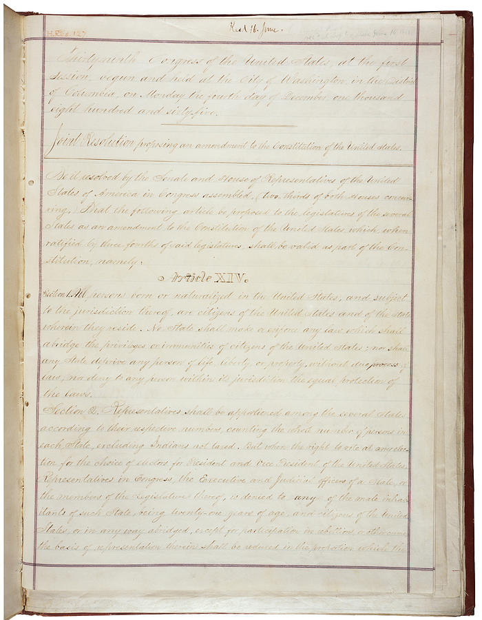 14th Amendment To The U.s. Constitution Photograph by Everett - Fine ...