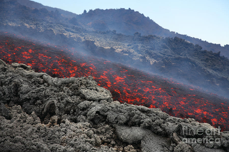 Lava Flow During Eruption Of Mount Etna Photograph by Richard Roscoe ...