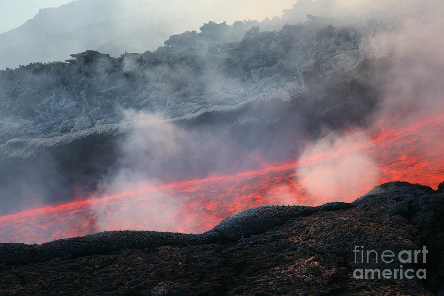 Lava Flow During Eruption Of Mount Etna Photograph by Richard Roscoe ...