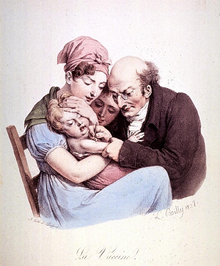 A Physician Inoculating A Young Child Photograph by Everett - Fine Art ...