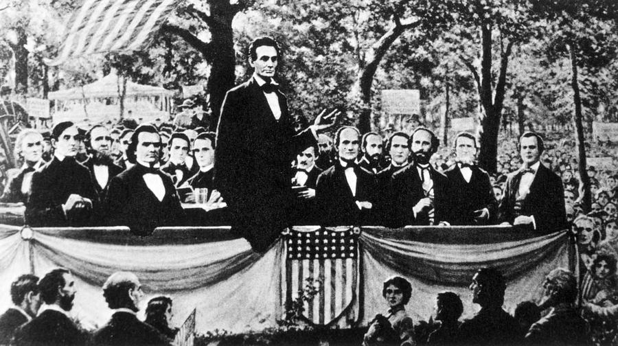 Abraham Lincoln Speaking During One Photograph by Everett - Pixels