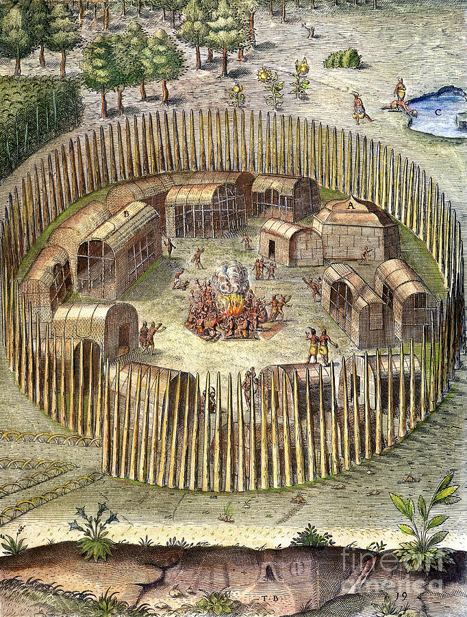Algonquian Village, 1585 Photograph by Granger