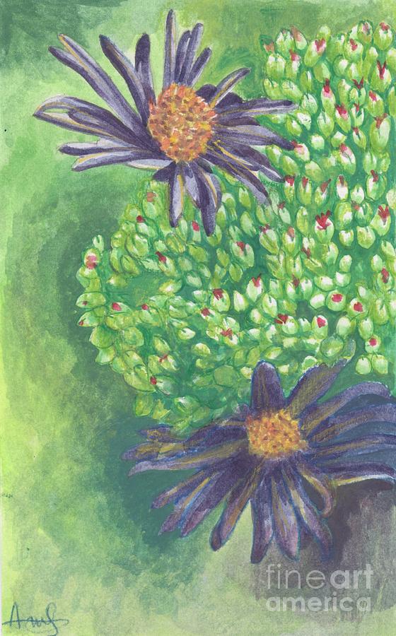 Aster Painting by Acqu Art - Fine Art America