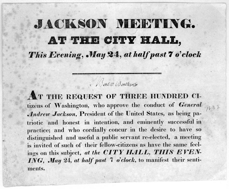 Bill Announcing Andrew Jackson Photograph by Everett - Fine Art America