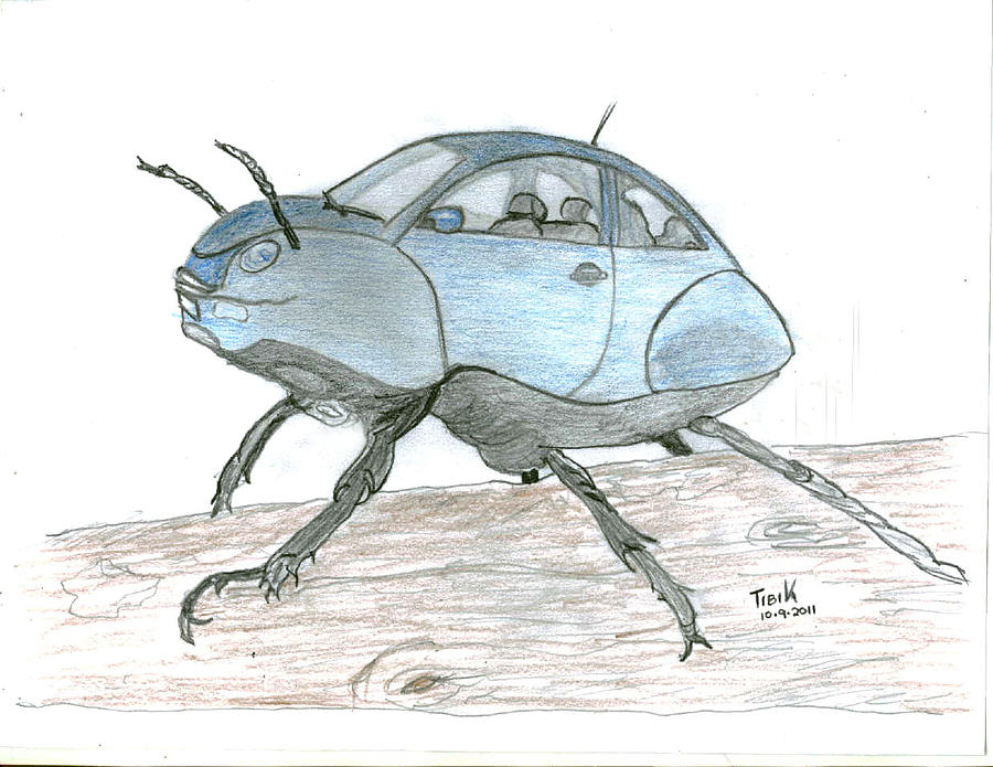 Blue Bug Drawing by Tibi K - Fine Art America