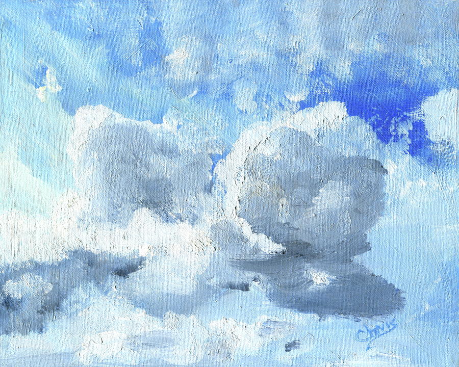 Blue Cloudy Sky Painting by Sylvia Riggs - Fine Art America