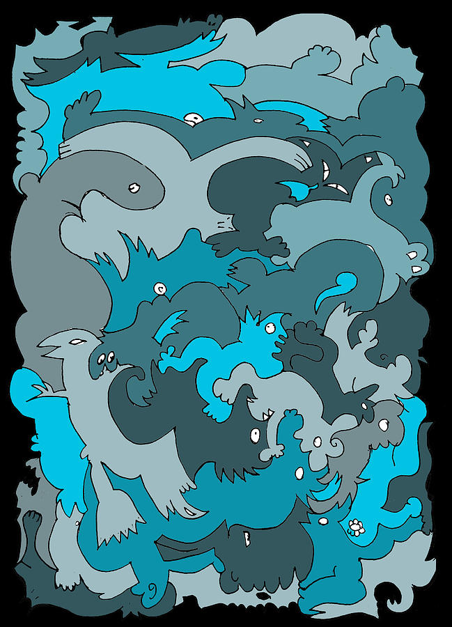 Blue Creatures Drawing by Barbara Marcus - Fine Art America