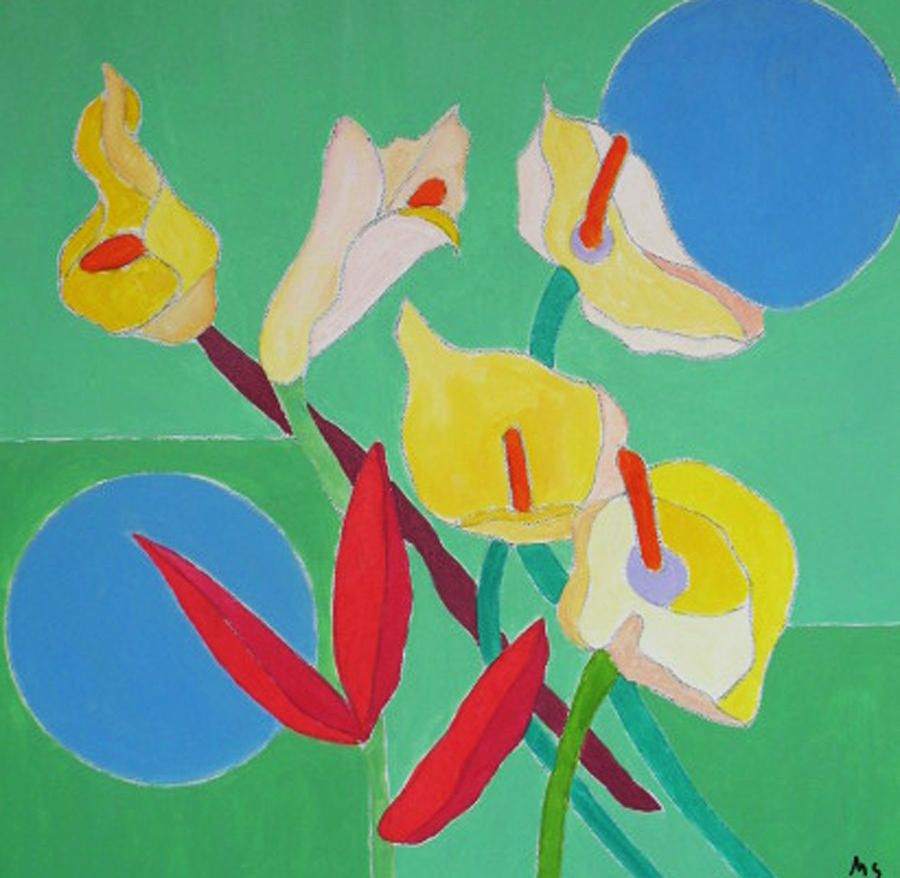 Calla Red Leaves Painting by Martin Silverstein - Fine Art America
