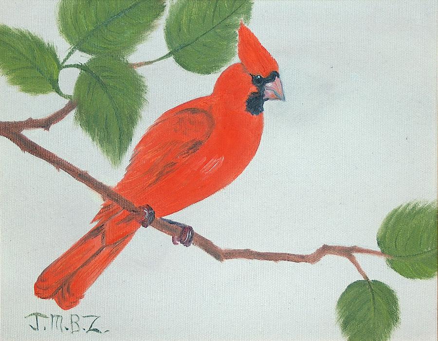 Cardinal Eyes Viewer Painting by June Bonang-Zilkowsky - Pixels
