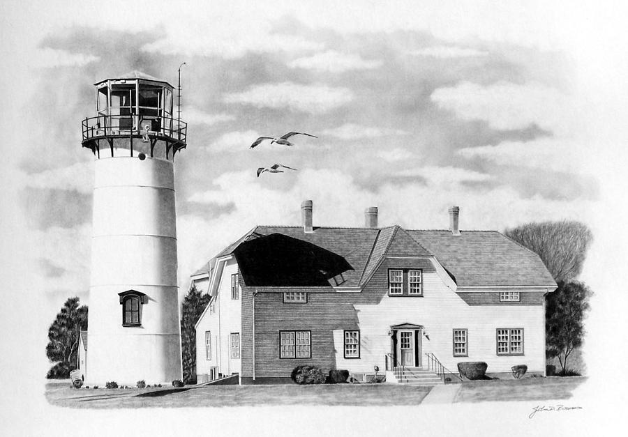 Chatham Lighthouse Cape Cod Ma Drawing by John Bowman - Fine Art America
