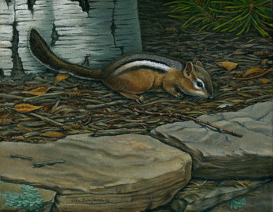 Chipmunk Painting by Lisa Bonforte - Fine Art America