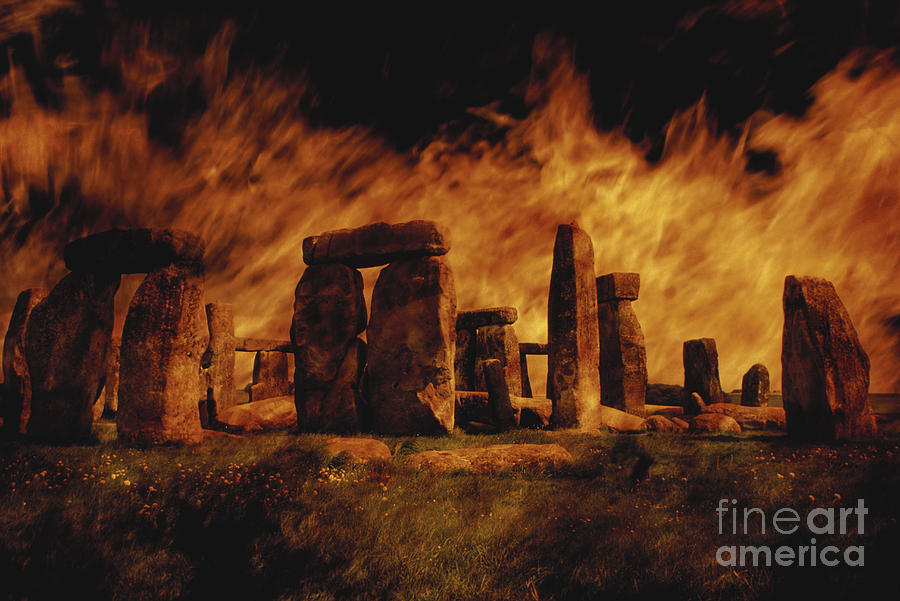 Composite Image Of Stonehenge And Fire Photograph by Stocktrek Images ...