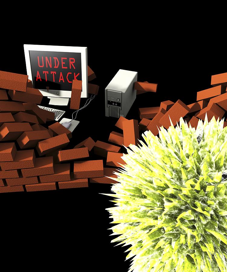 Computer Virus Attack, Computer Artwork Photograph by Christian Darkin ...