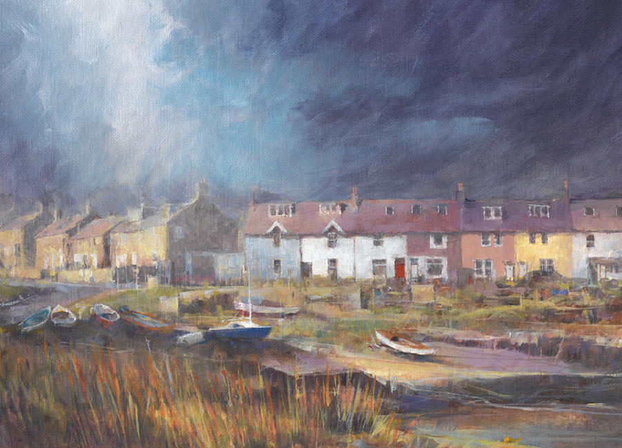 Craster Cottages Painting by Peter Phillips - Pixels