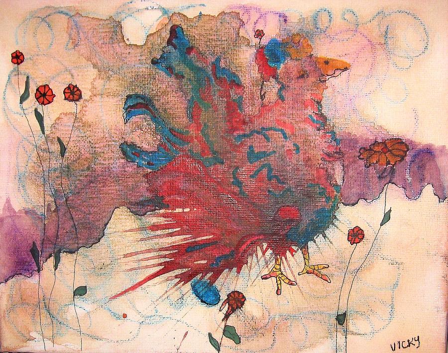 Crazy Chicken Painting by Vicky Shaffer White - Fine Art America