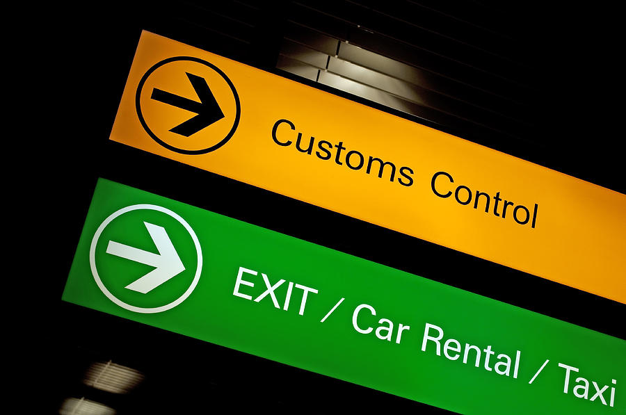 Customs control sign. Photograph by Fernando Barozza - Fine Art America