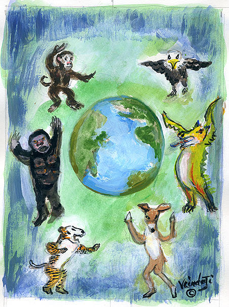 Dancing Animals of the World Painting by Vrindaji Bowman