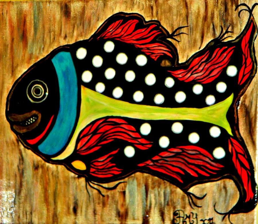 Dotted Fish Painting by Amy Carruth-Drum - Pixels