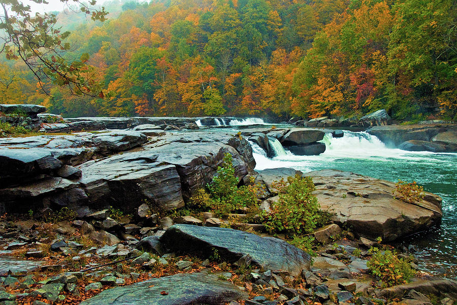 Fall Double Falls Photograph by Mark Dottle - Pixels