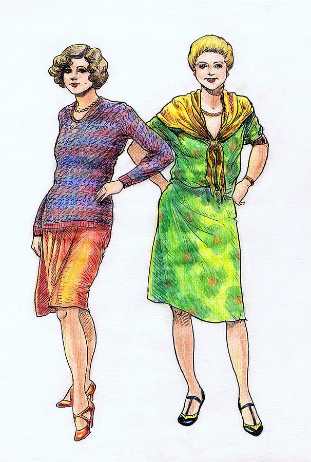 Flapper Models Drawing by Mel Thompson - Pixels
