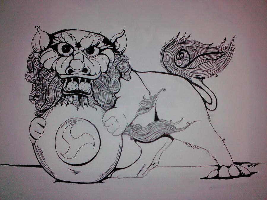 Foo Lion Drawing by Ronald Mcduff - Fine Art America