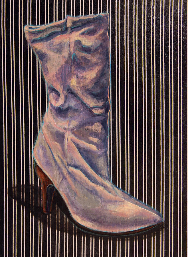 Gray Boot Painting by Leslie Rock - Fine Art America