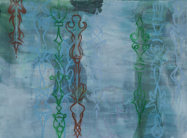Green and Blue Crystal Strands Painting by Alexandra Sheldon - Pixels