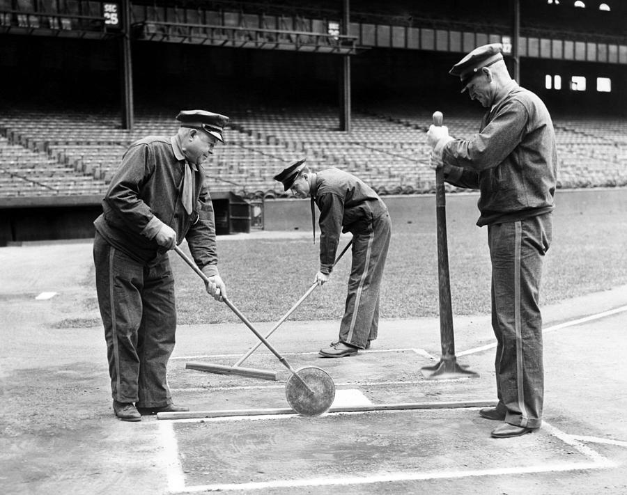 Groundskeepers Preparing Home Plate by Everett