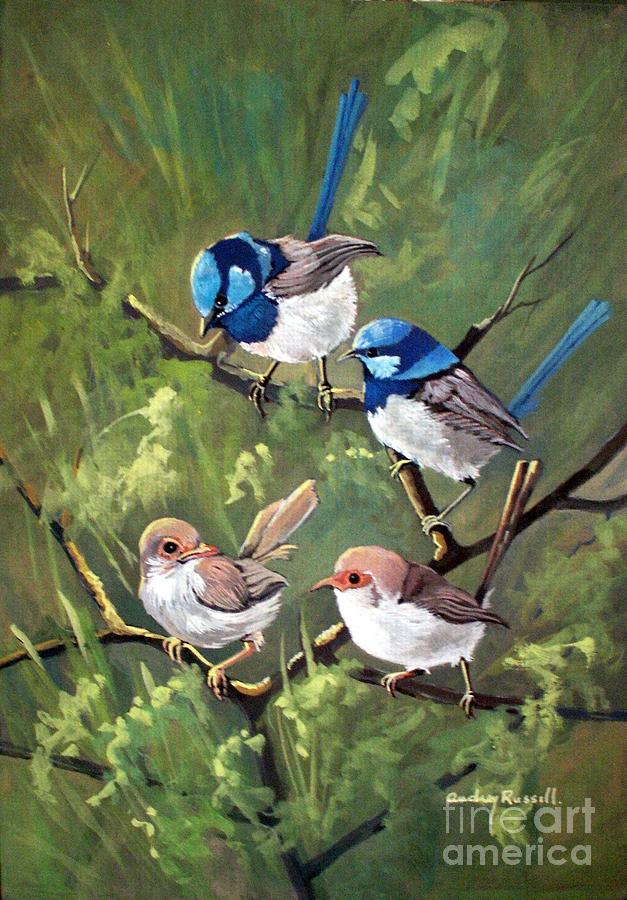 Group Of Fairy Wrens Painting by Audrey Russill - Pixels