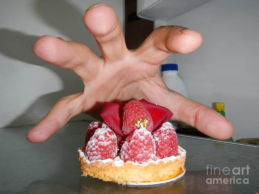Hand take a raspberry cake Photograph by Mats Silvan - Pixels