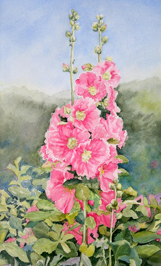Hollyhocks Painting by Sandra MacPherson - Pixels