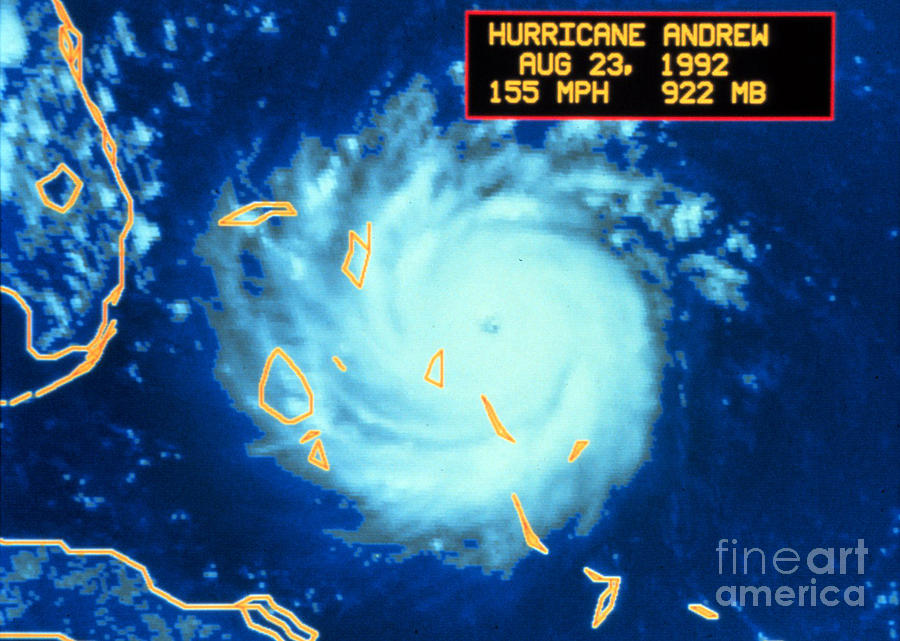 Hurricane Andrew, Maximum Intensity Photograph by Science Source - Pixels