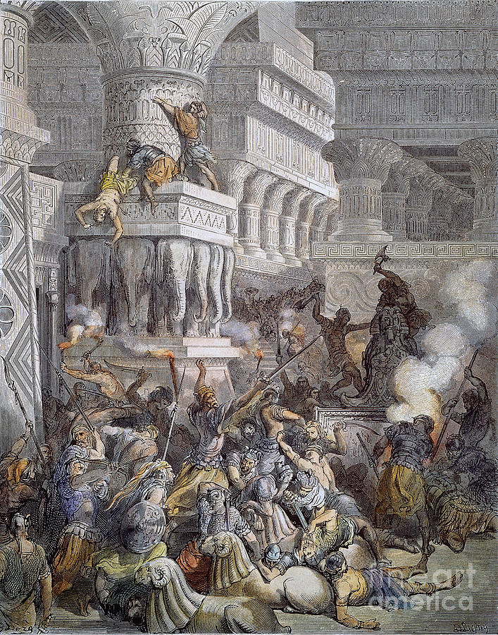 Temple Of Dagon Drawing by Gustave Dore - Pixels