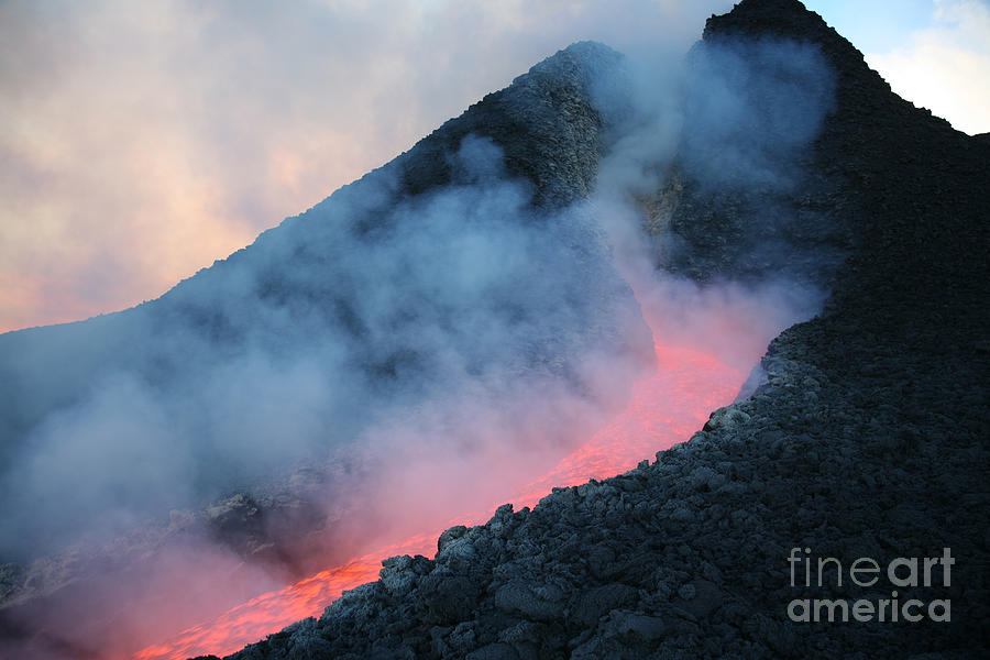 Lava Flowing From Base Of Hornito Photograph by Richard Roscoe - Fine ...
