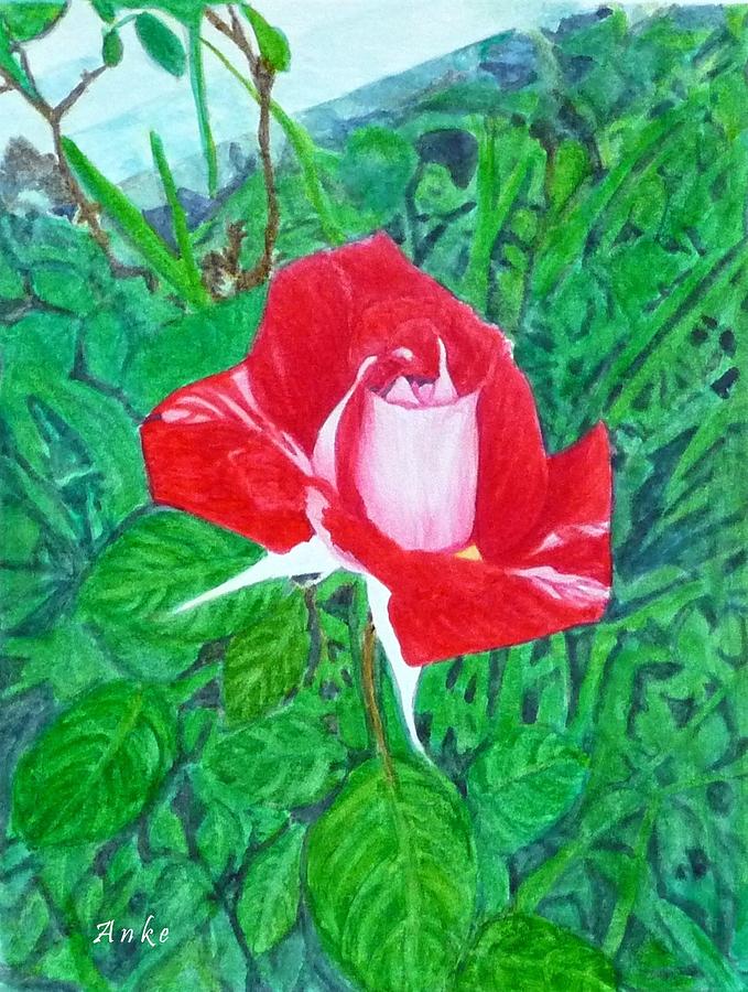 Lillies Red Rose Painting by Anke Wheeler - Fine Art America