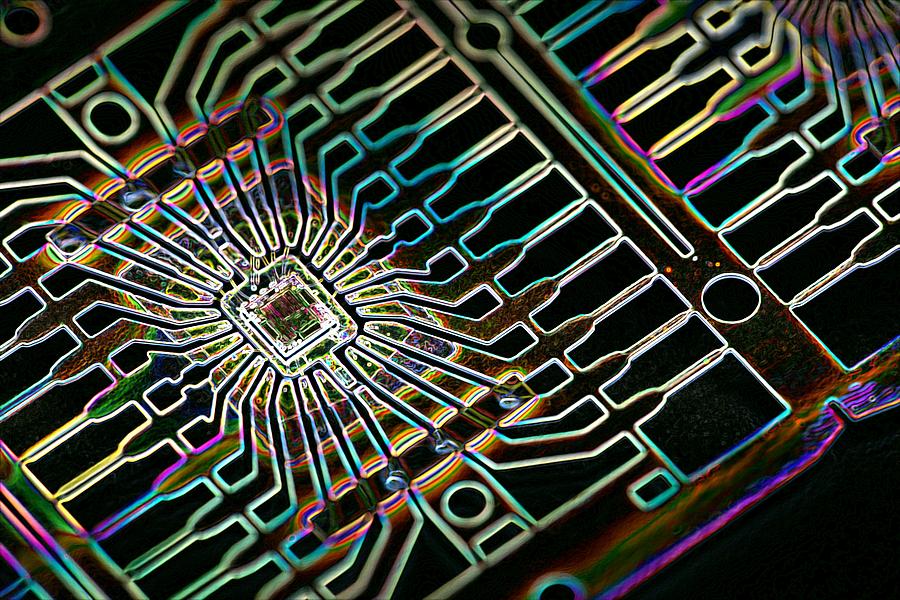 Microprocessor Chip, Artwork by Science Photo Library