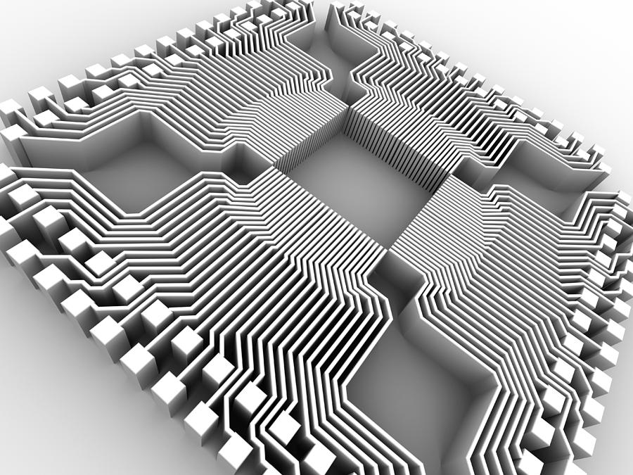 Microprocessor Chip, Computer Artwork by Science Photo Library