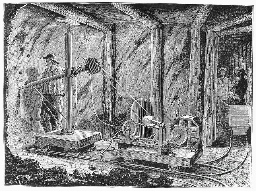 Mining: Electric Drill Photograph by Granger - Pixels