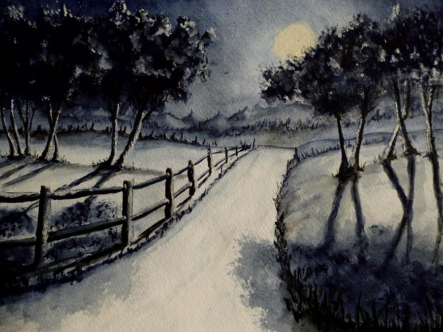 Moonlit path Painting by Bob Arata | Pixels