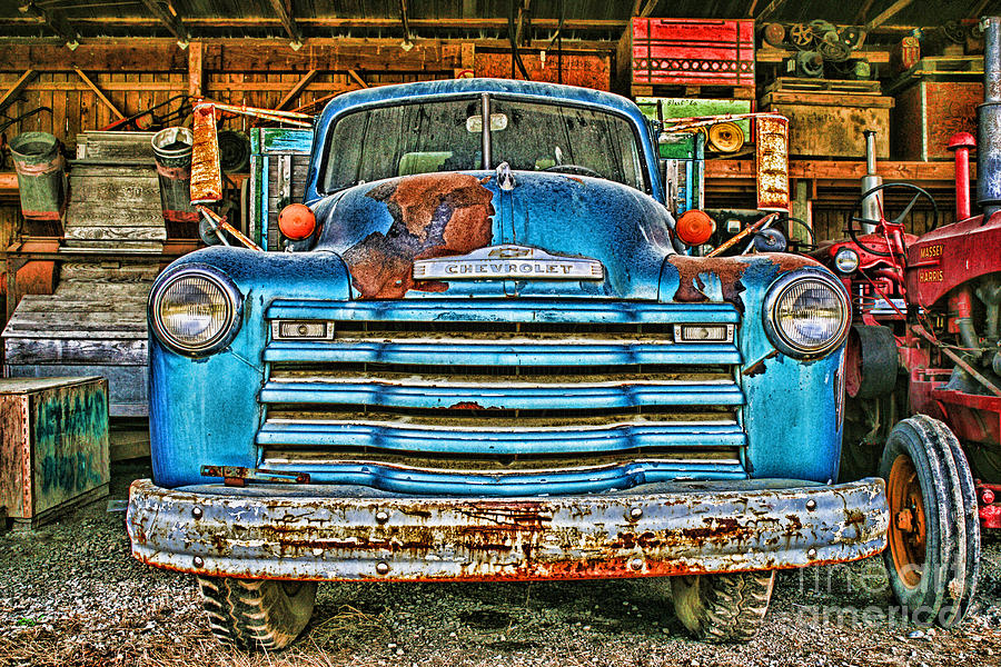 Old Blue Chevy Pick-up HDR Photograph by Randy Harris - Fine Art America
