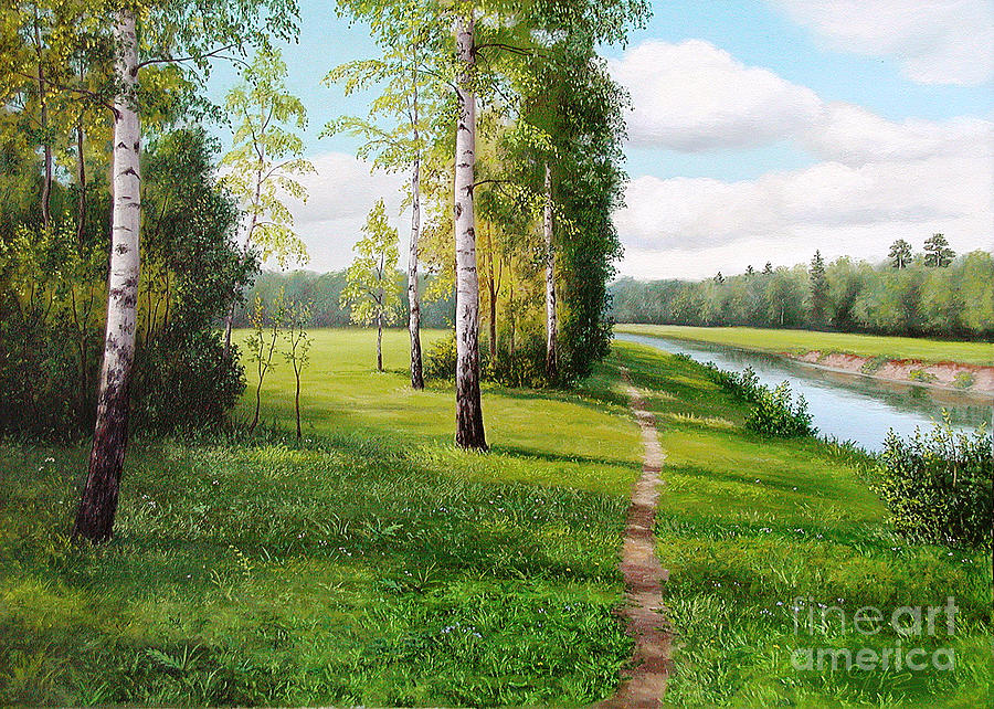 Path along a river Painting by Sergey Sergpinsky - Pixels