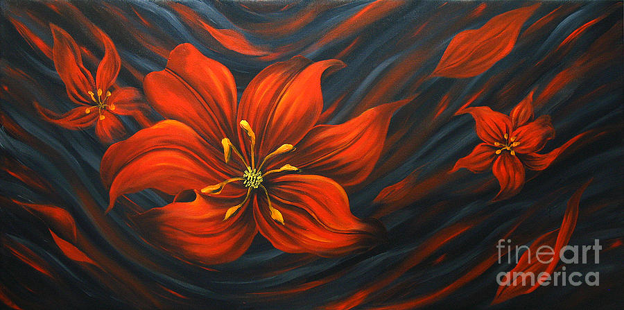 Red Lily Painting by Uma Devi - Fine Art America
