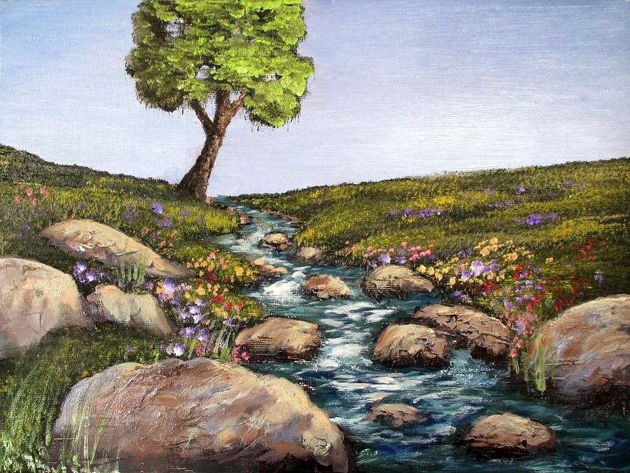 Rushing Stream Painting by Aamir Khayam - Fine Art America
