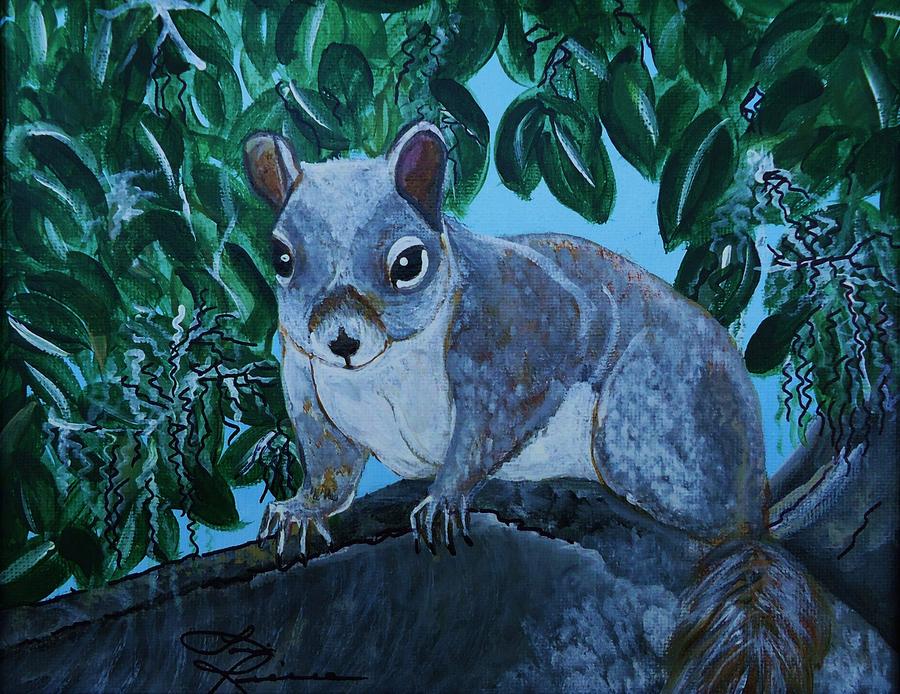 Squirrel in Tree Painting by Lois Rivera - Pixels